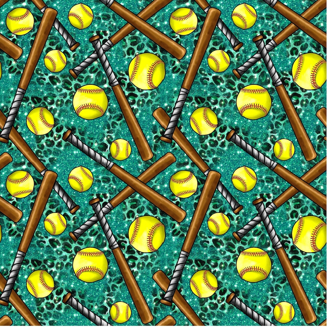 Teal Bats With Softballs Patterned Vinyl - Etsy