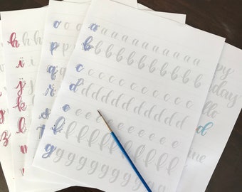 Brush Lettering Practice Sheets, Calligraphy Practice Guide ...