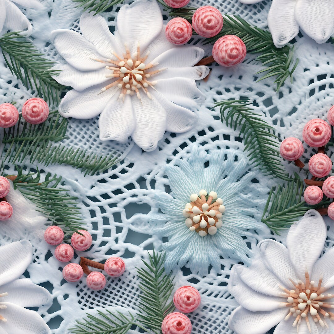 White Lace Flowers Patterned Vinyl - Etsy