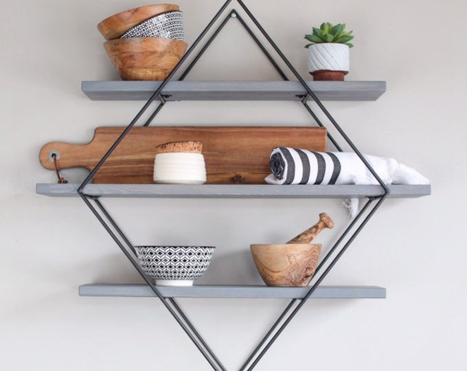 Custom Diamond Shelf - Diamond Shelf, Geometric Floating Shelf, Modern ...