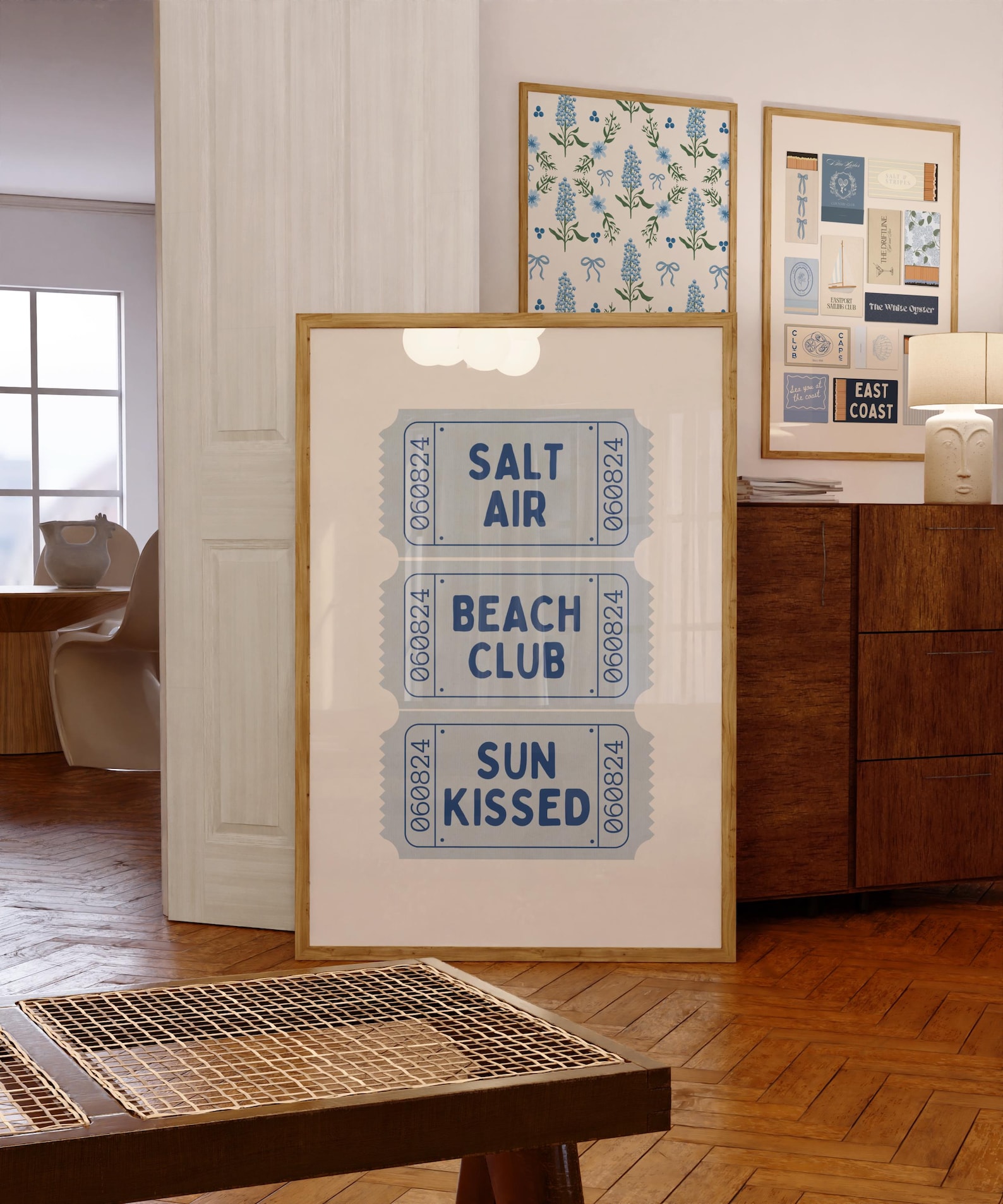 Blue Coastal Ticket Stub Print, Blue Wall Art, Trendy Ticket Stub Wall ...