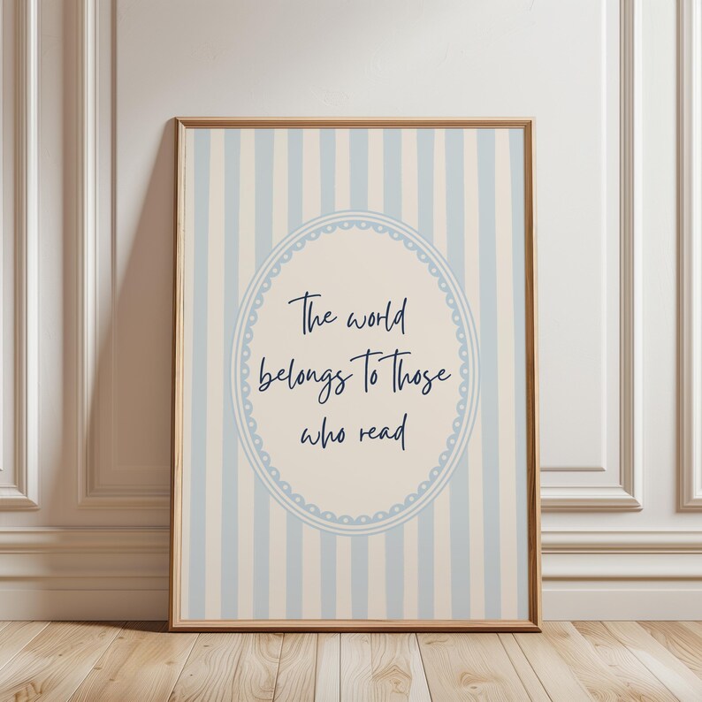 Book Lover Print, Blue Striped Reading Quote (digital Download) - Etsy