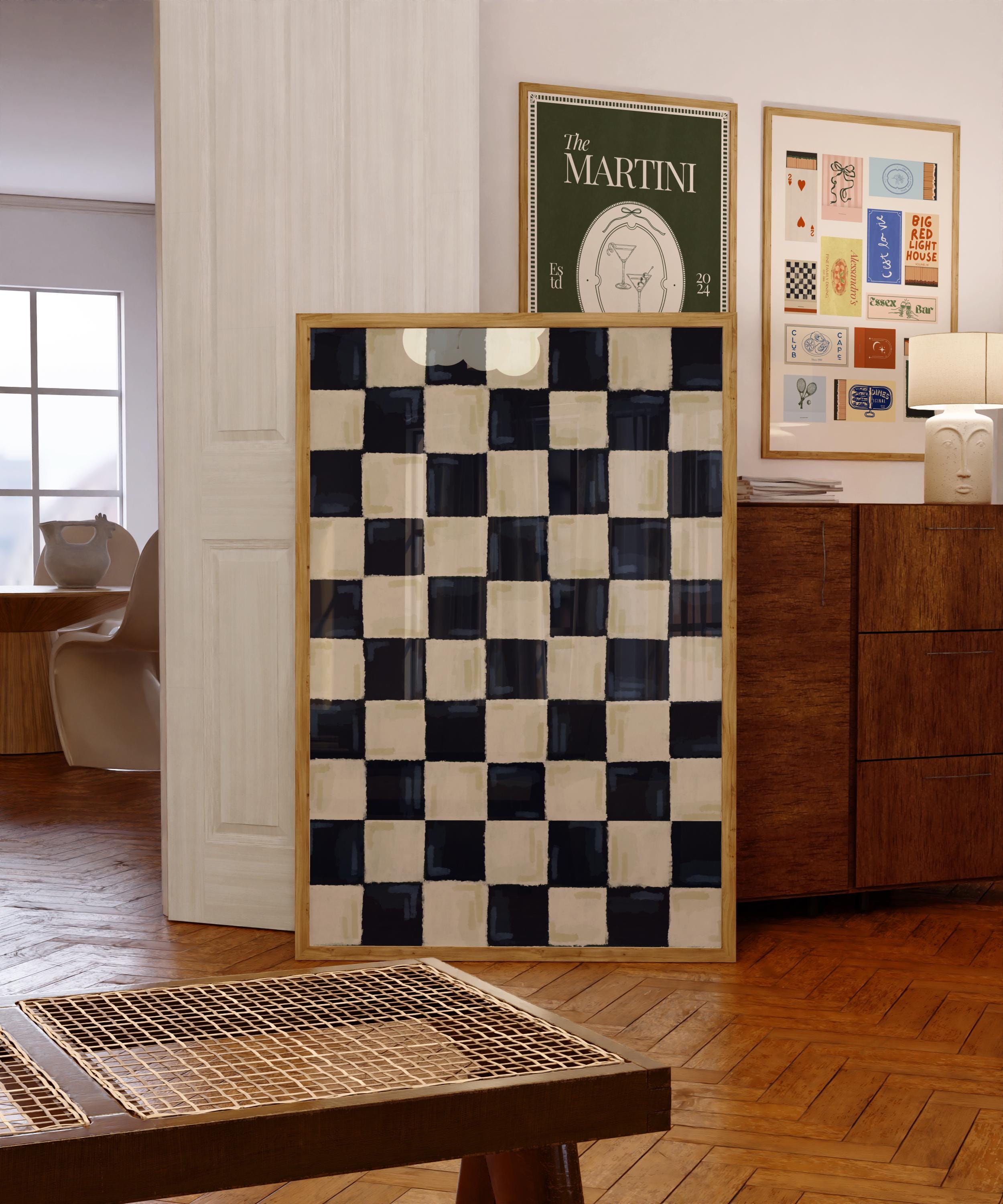 Checkerboard Print, Black and White Checkered Wall Art (digital ...