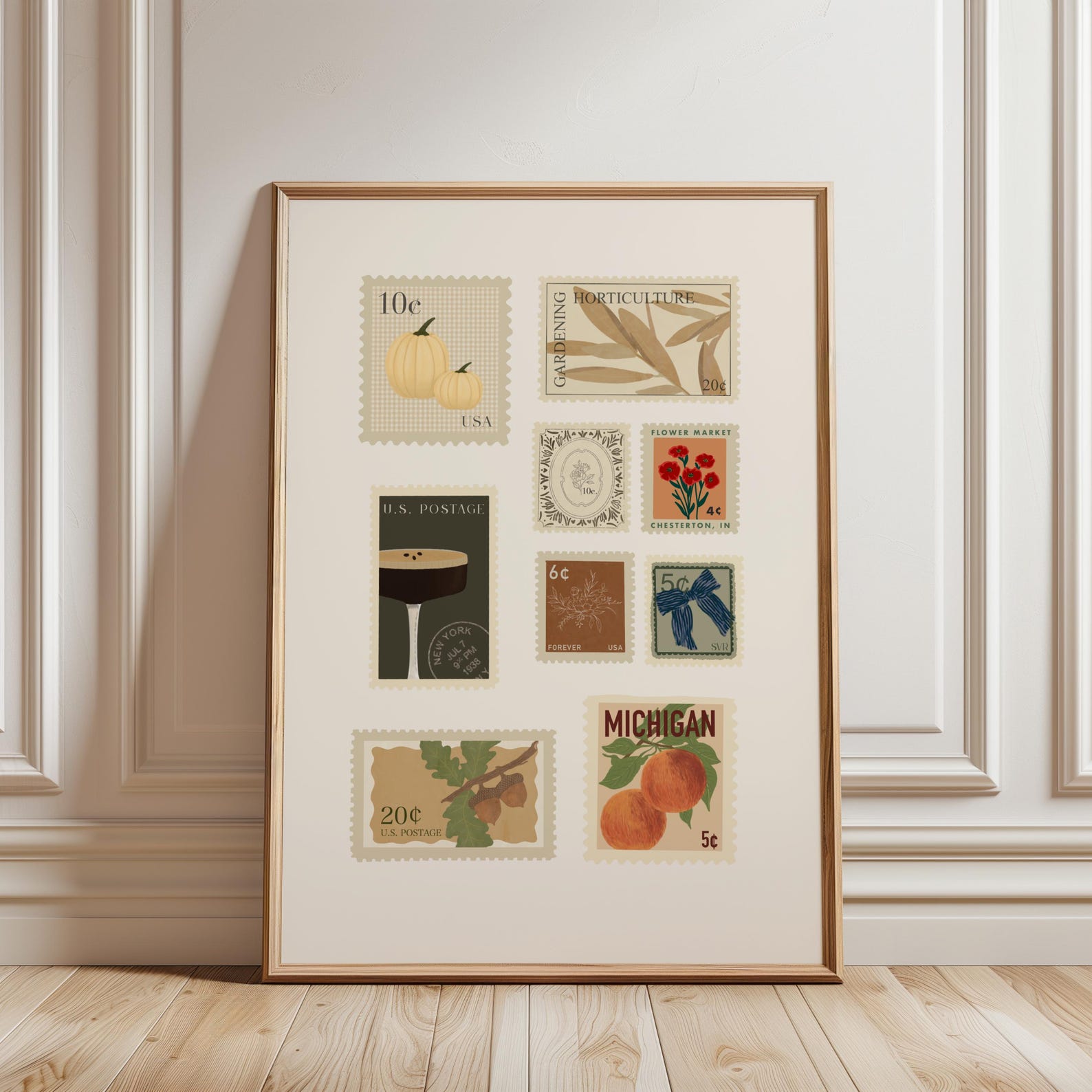Fall Home Decor, Postage Stamp Art Print, Travel Postage Stamp Poster ...