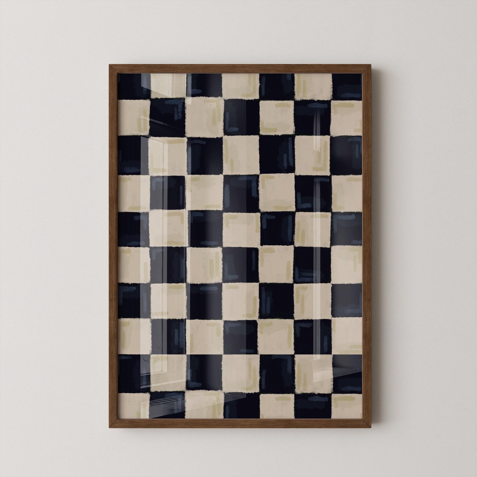 Black and White Checkered Poster Trendy Abstract Wall Art Retro ...