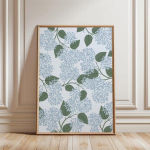 Light Blue Hydrangea Flowers Art Print, Coastal Wall Art ...