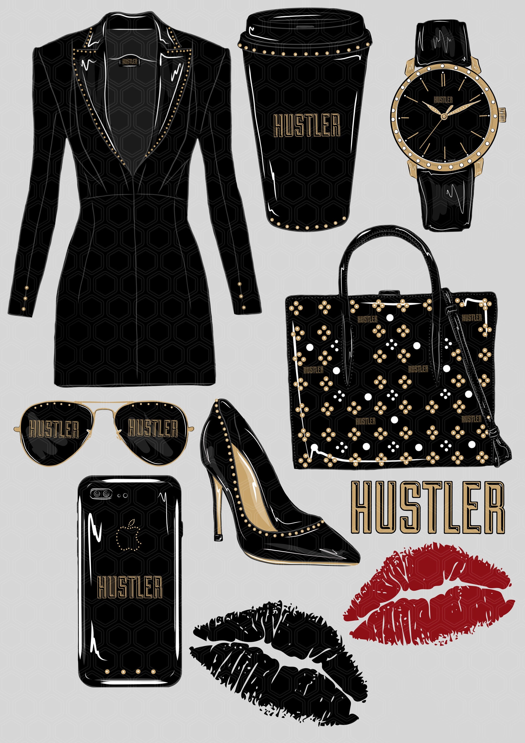HUSTLER. hustle clipart girl boss clipart office clipart | Etsy