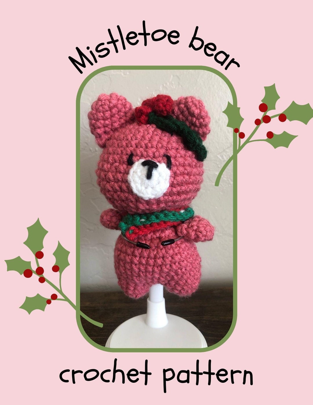 Christmas Holly Bear Crochet Pattern - Etsy
