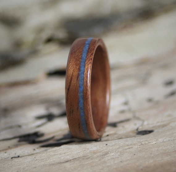 Wooden Ring Bentwood Etimoe With an Offset Lapis Lazuli Inlay Wood Wedding Ring Mens Wood Ring Womens Wood Ring Etsy