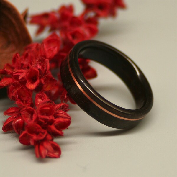 Wood Ring Rose Gold Inlay - Etsy