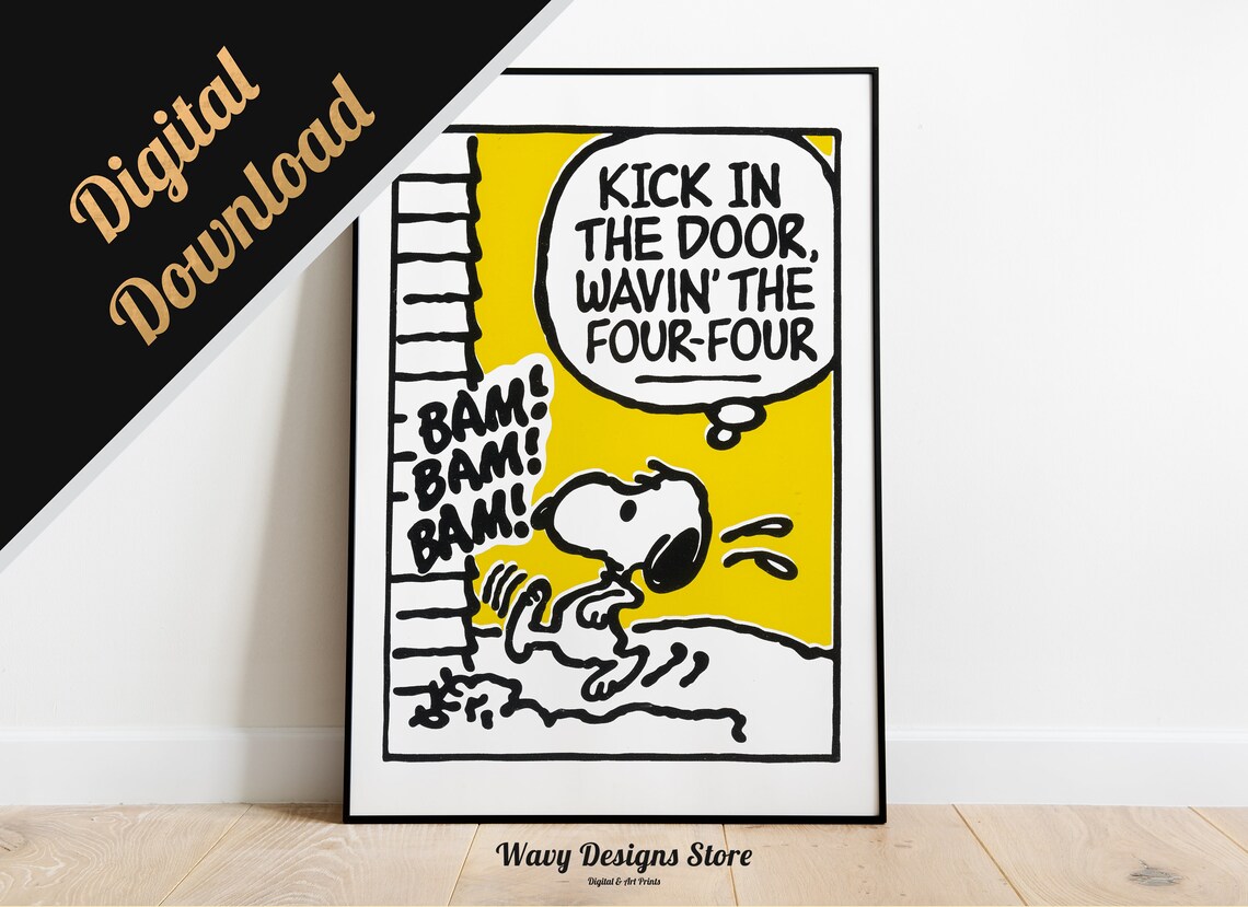 Kick in the Door Mark Drew Charlie Brown Peanuts Print | Etsy