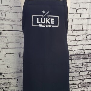 Black Personalized Apron / Head Chef Embroidery in Thread and Font of ...