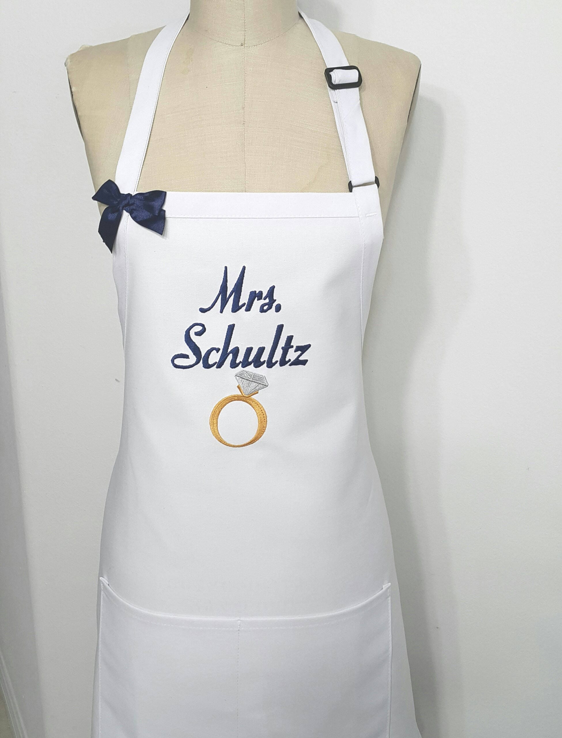 Wedding Ring Personalized Apron / New Mrs. Apron / Elegant Apron With ...