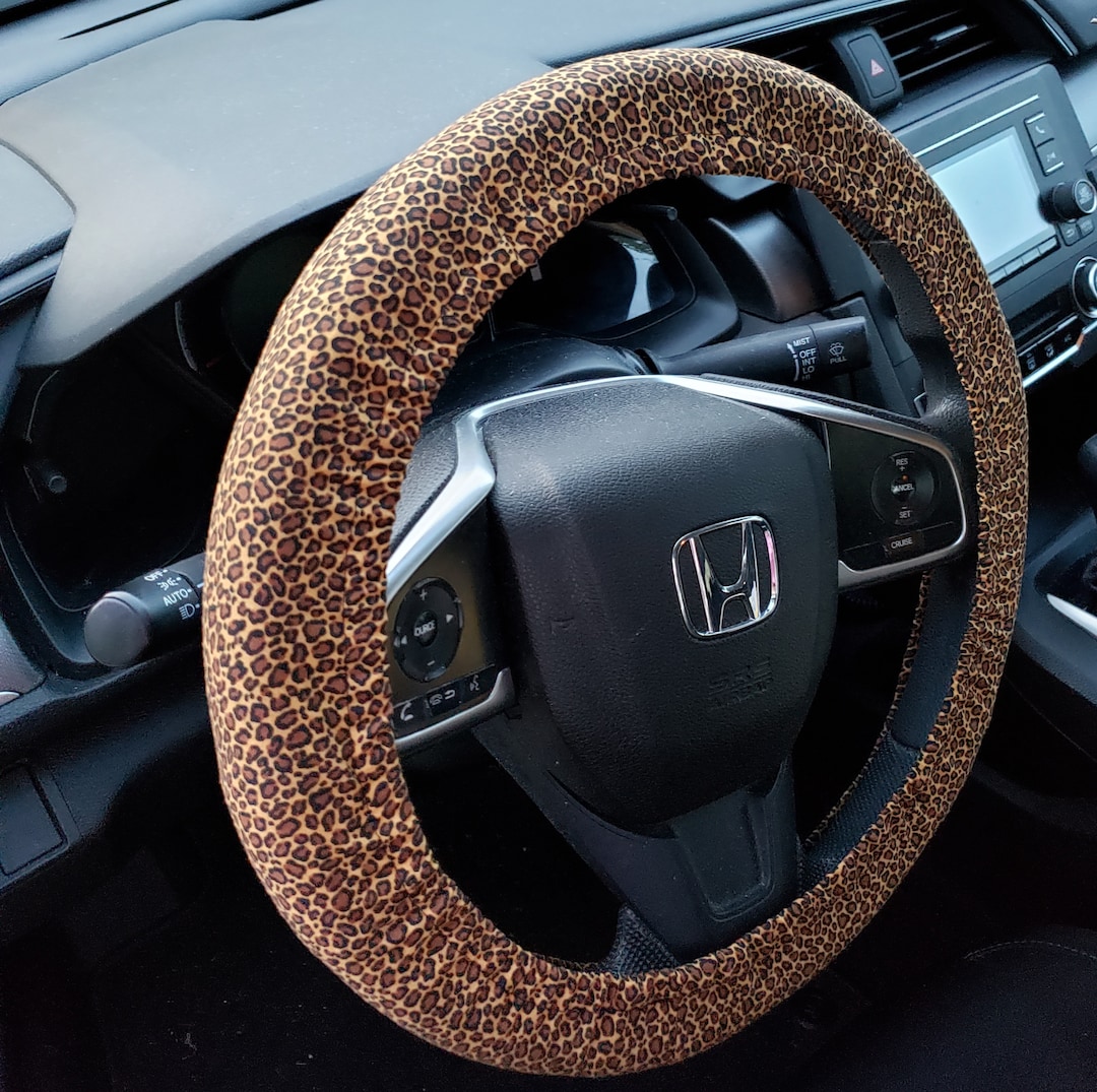 Small Leopard Print Fabric Steering Wheel Cover - Car Accessories ...
