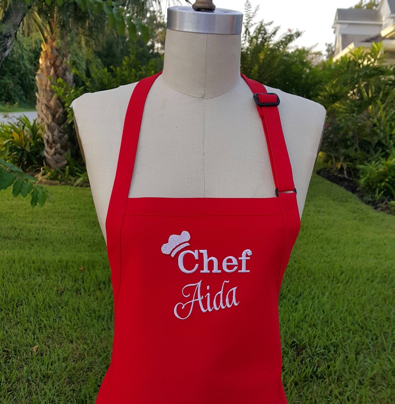 Chef Aida Red and White Apron/personalized Chef Apron / Unisex - Etsy