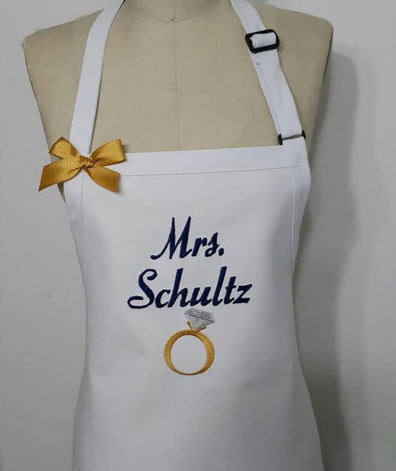 Wedding Ring Personalized Apron / New Mrs. Apron / Elegant - Etsy