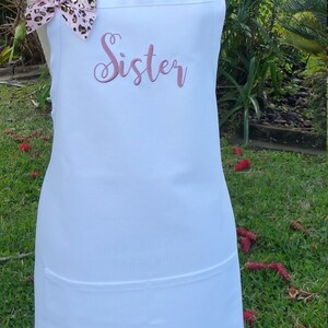 Sister White Apron Embroidery in Rose Thread Color / Leopard and Rose ...