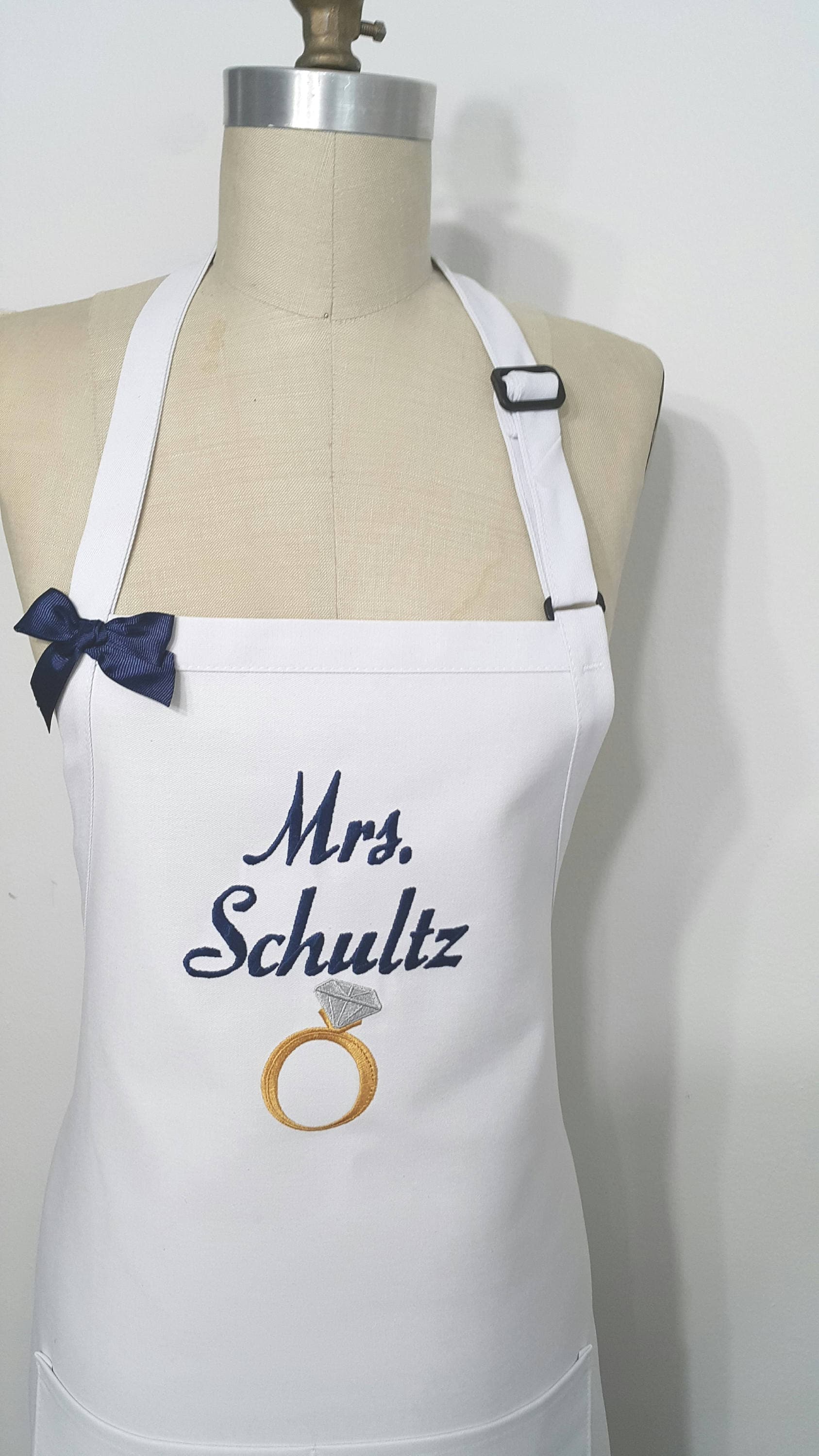 Wedding Ring Personalized Apron / New Mrs. Apron / Elegant Apron With ...
