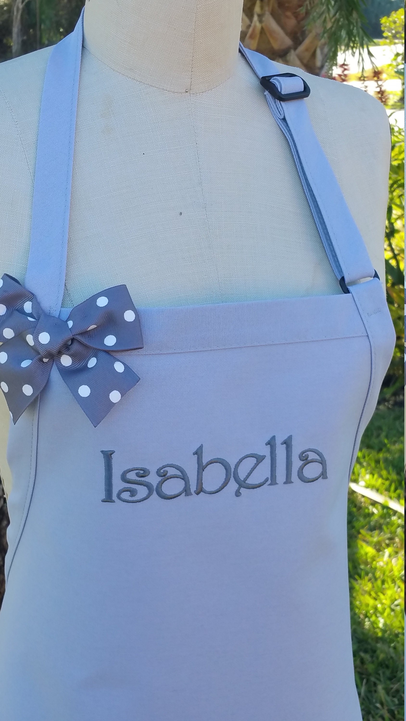 Pink Apron Personalized in Silver Thread and Polka Dots Silver - Etsy