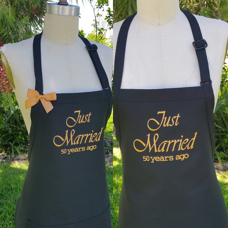 Couples Personalized Aprons / Charcoal and Silver Apron With - Etsy
