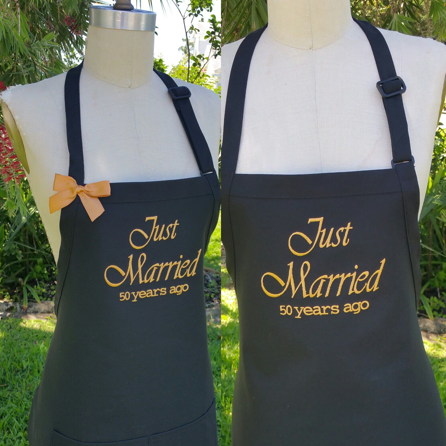 Couples Personalized Aprons / Charcoal and Silver Apron With Grey ...