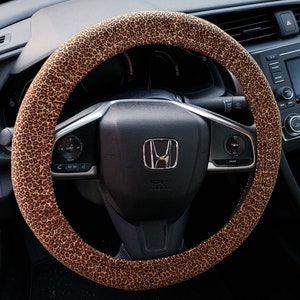Small Leopard Print Fabric Steering Wheel Cover - Car Accessories ...