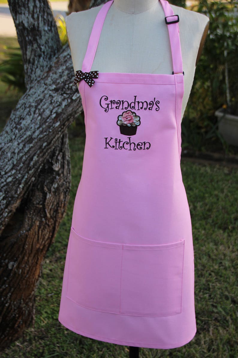 Grandma Kitchen Cupcake Pink Apron / Pink Apron With Brown Cupcake and ...