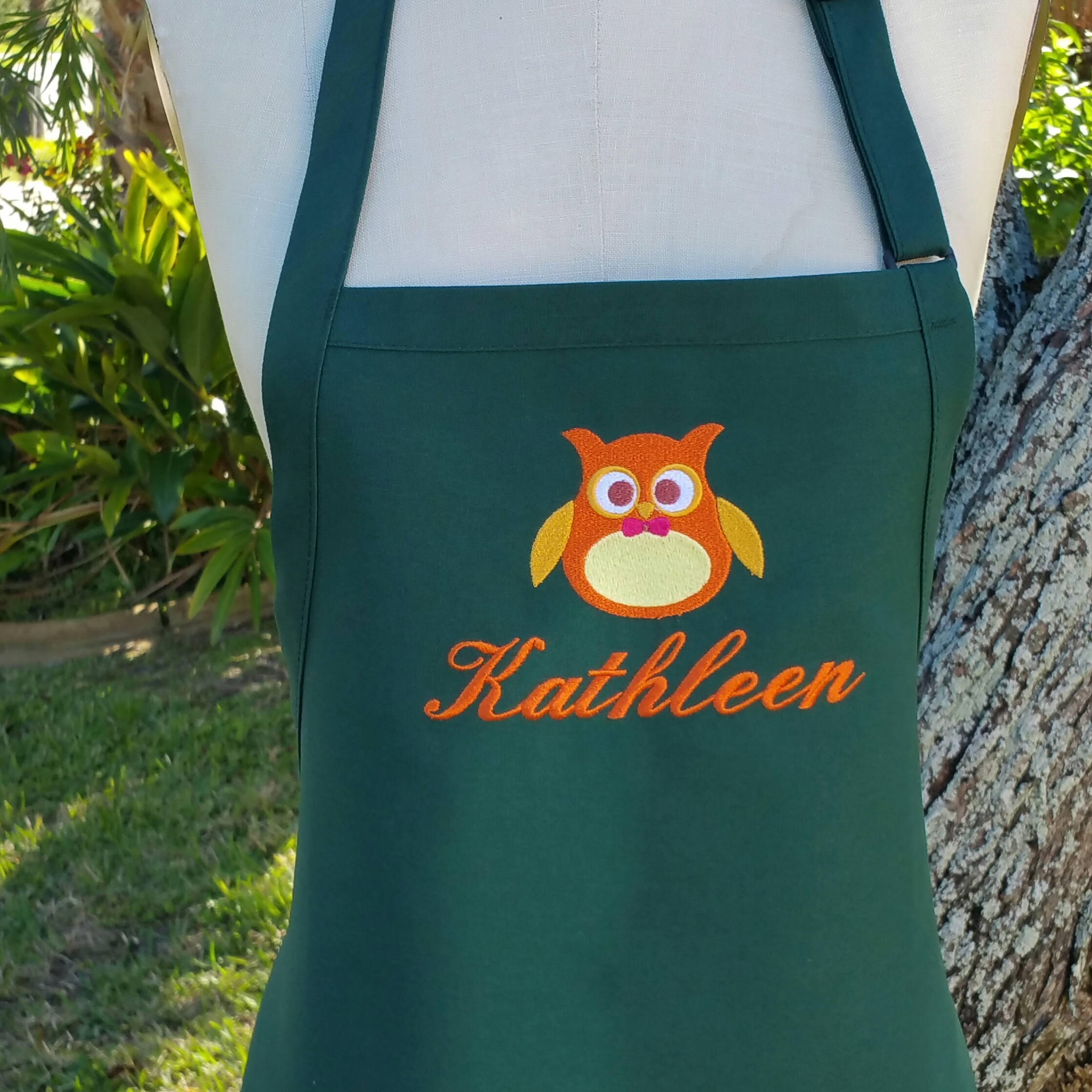 Owl Embroidery Apron / Kathleen Owl Apron / Women's Personalized Apron ...