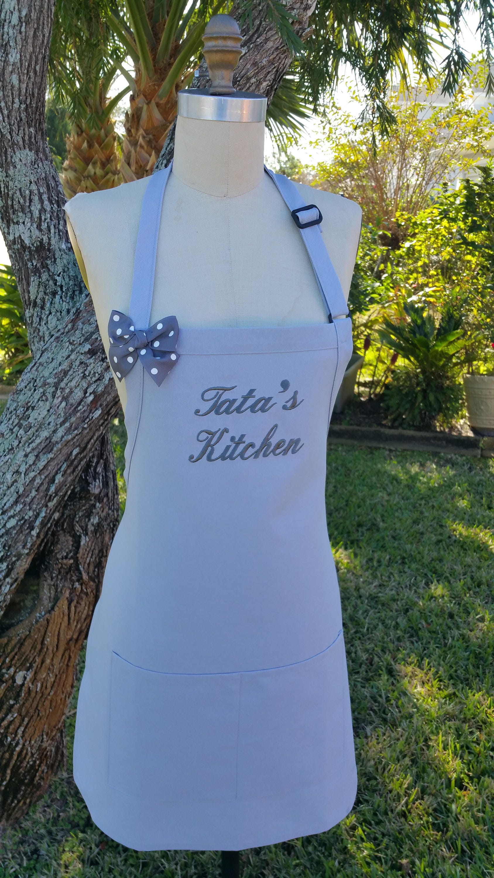 Tata's Kitchen Silver Apron/ Personalized Apron / | Etsy