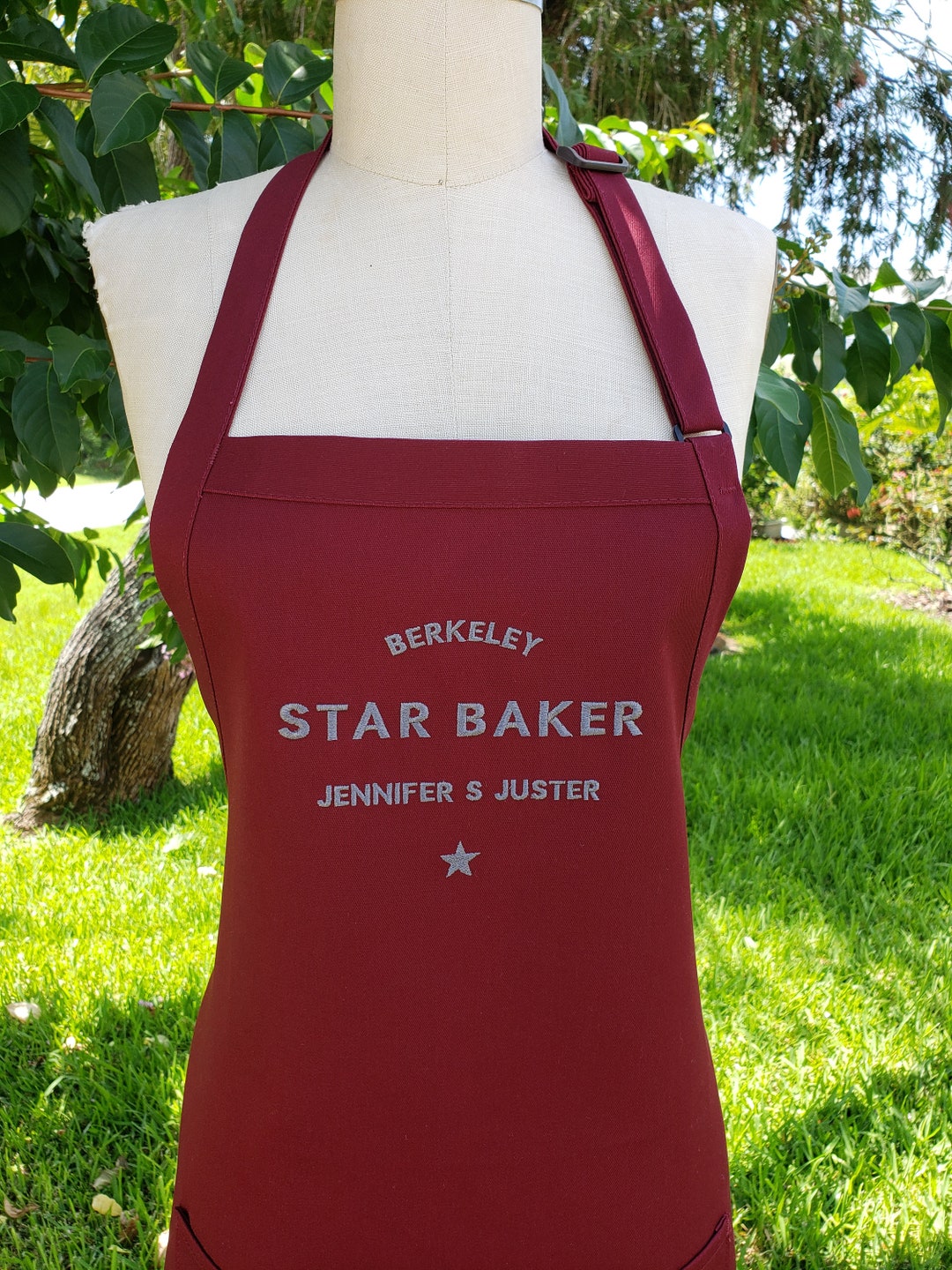 Personalized Maroon Apron / Maroon Apron Embroidery With Charcoal ...