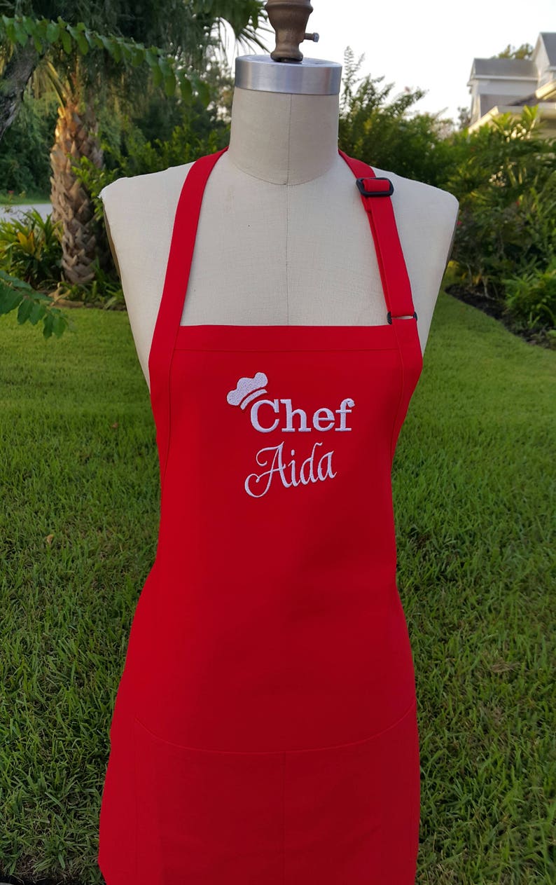 Chef Aida Red and White Apron/personalized Chef Apron / Unisex | Etsy