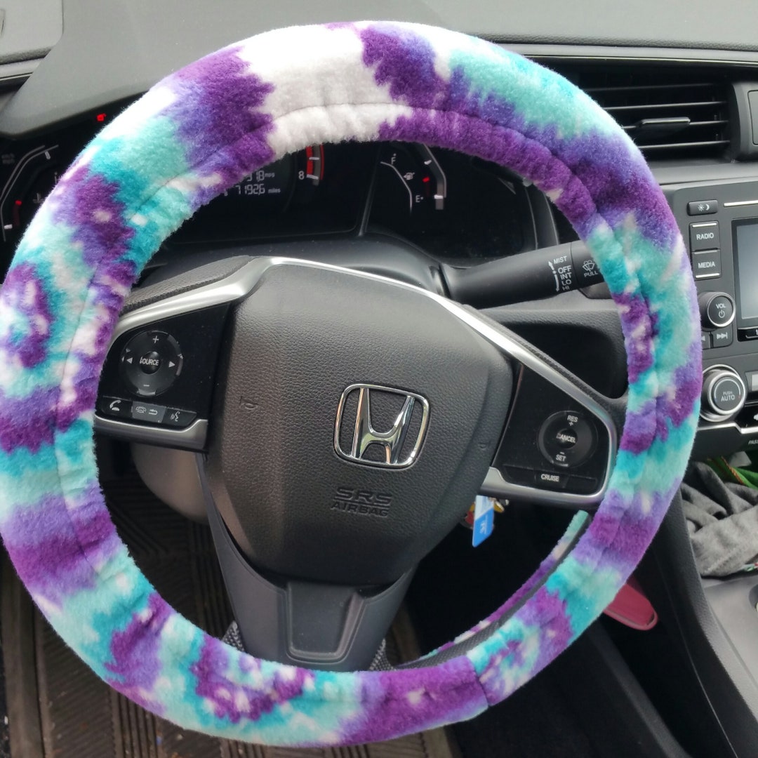 Aqua Purple Steering Wheel Cover ( WARM ) Fleece Wheel Cover/ Car ...