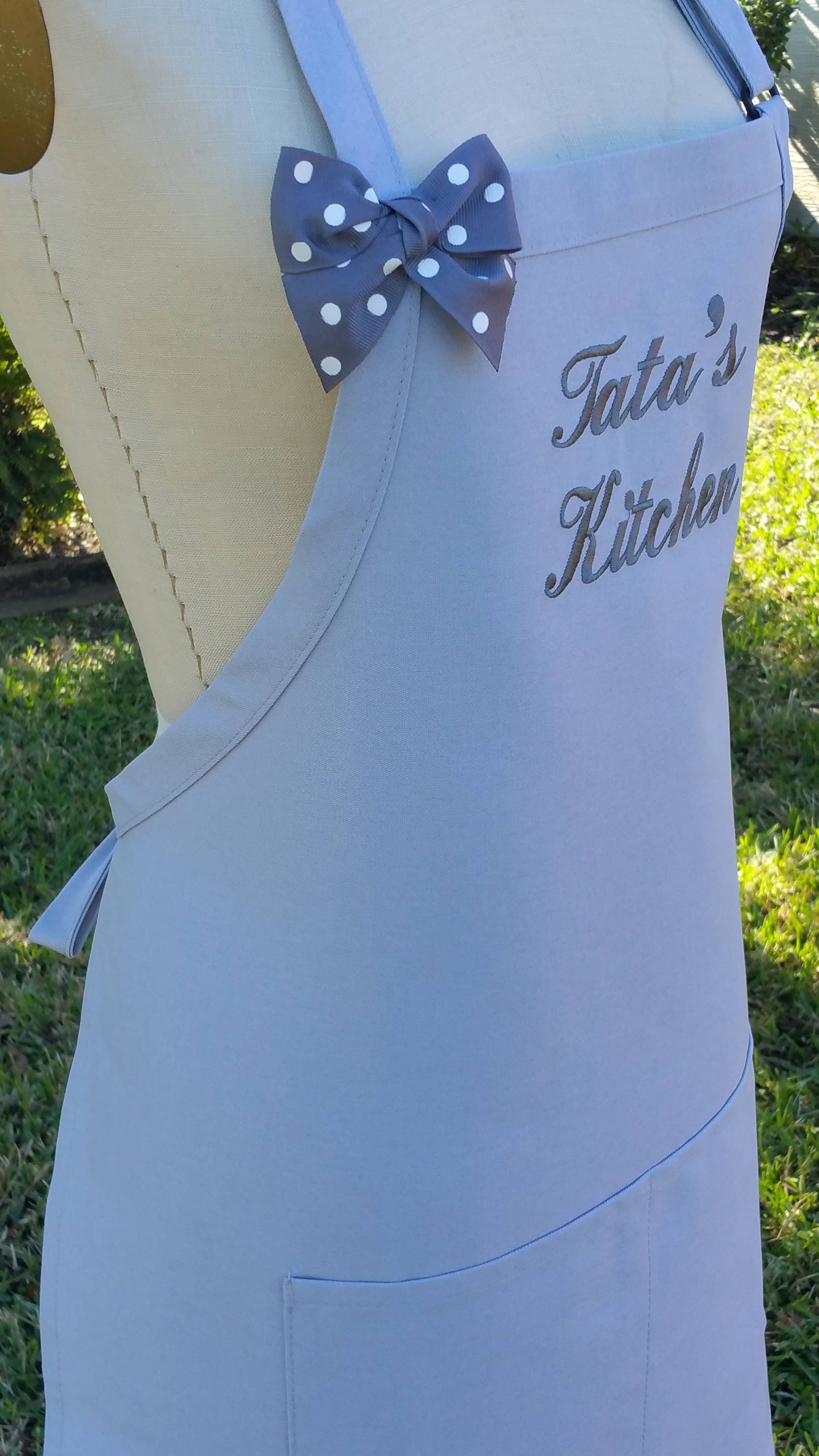 Tata's Kitchen Silver Apron/ Personalized Apron / | Etsy