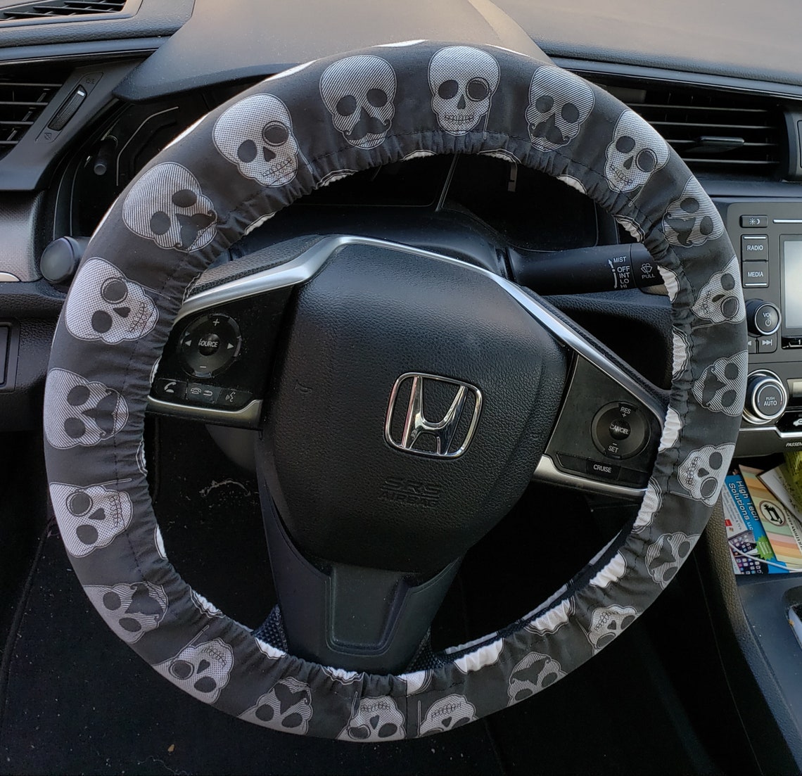 Halloween Steering Wheel Cover Skeletons Black and White - Etsy