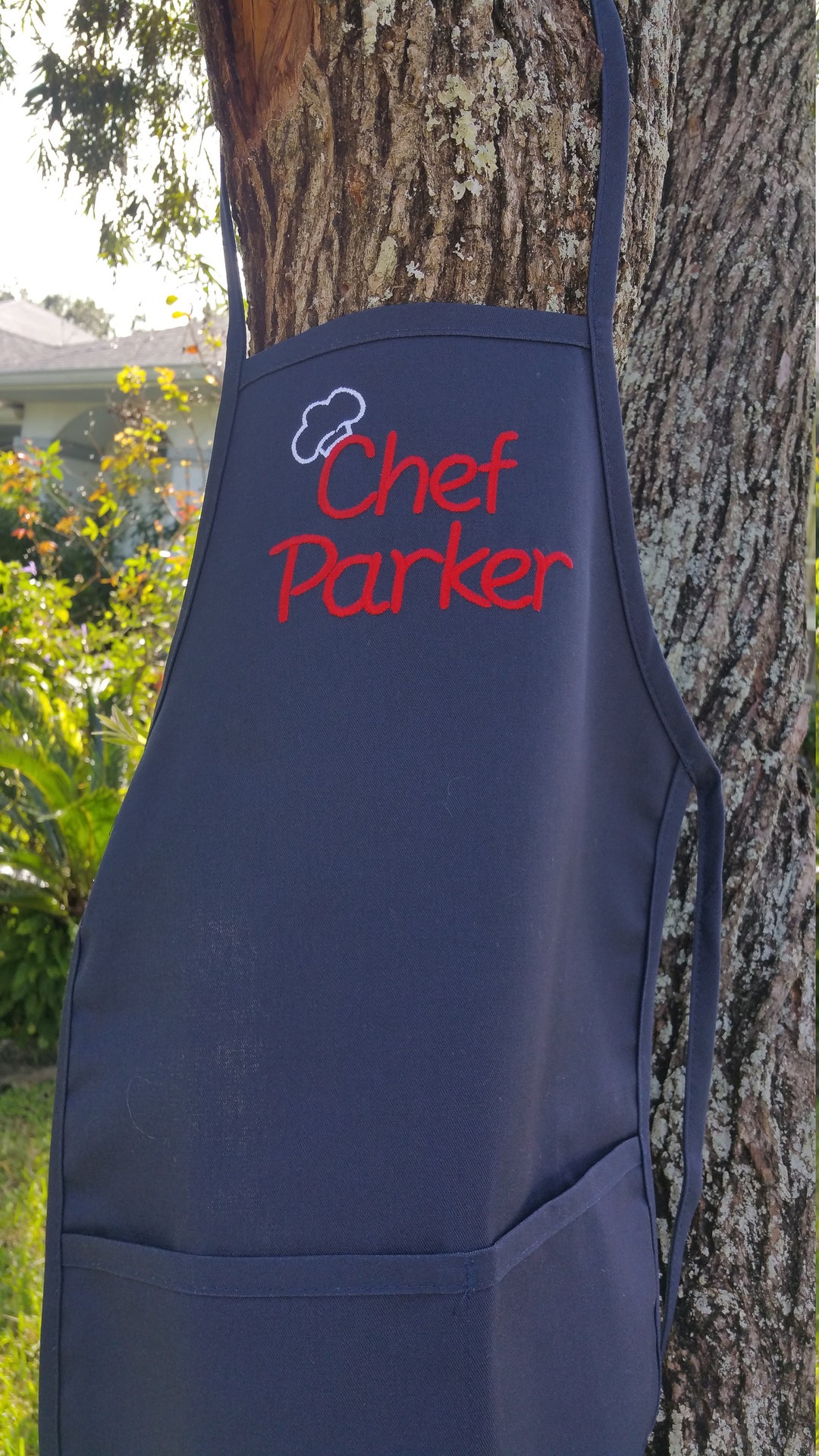 Kids Personalized Aprons/ Navy With Red Embroidery Thread/unisex Apron ...