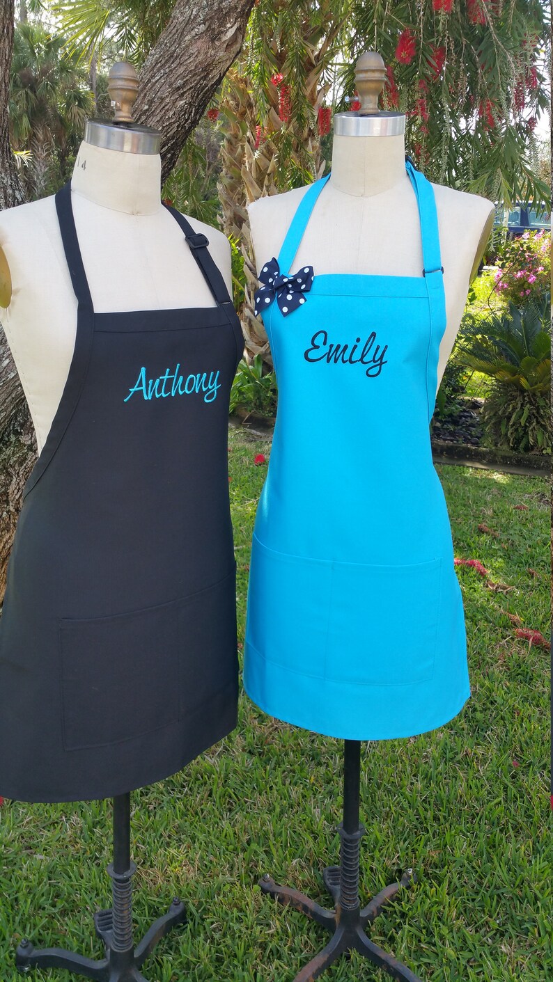Couples Personalized Aprons /unisex Apron Embroidery / Black - Etsy
