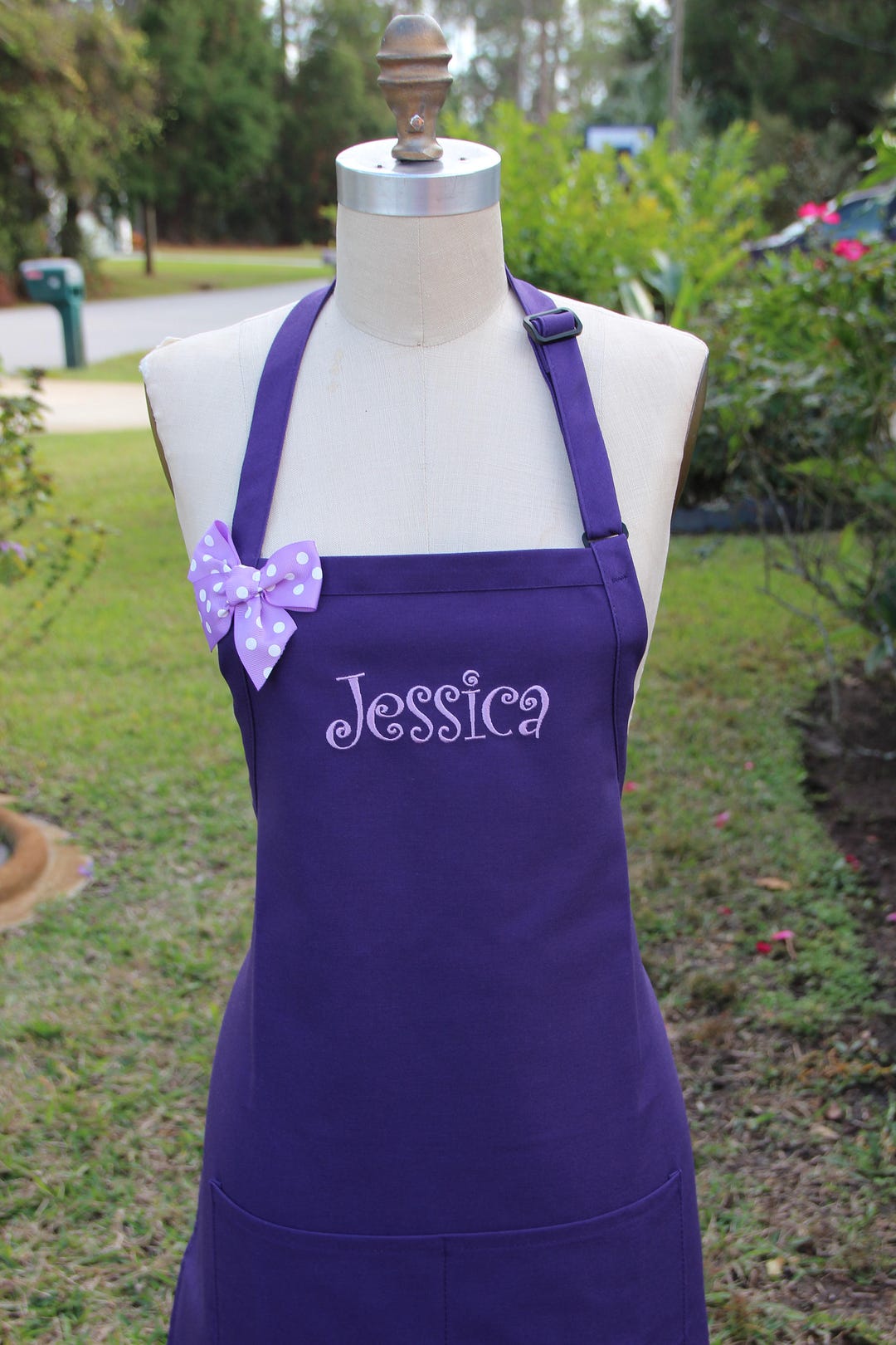 Jessica Purple Apron in Lavender Embroidery Thread / Elegant and ...