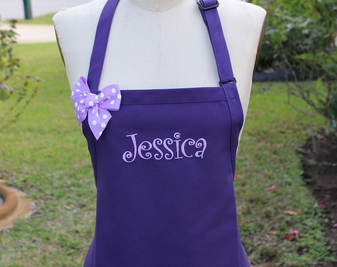 Jessica Purple Apron in Lavender Embroidery Thread / Elegant and ...
