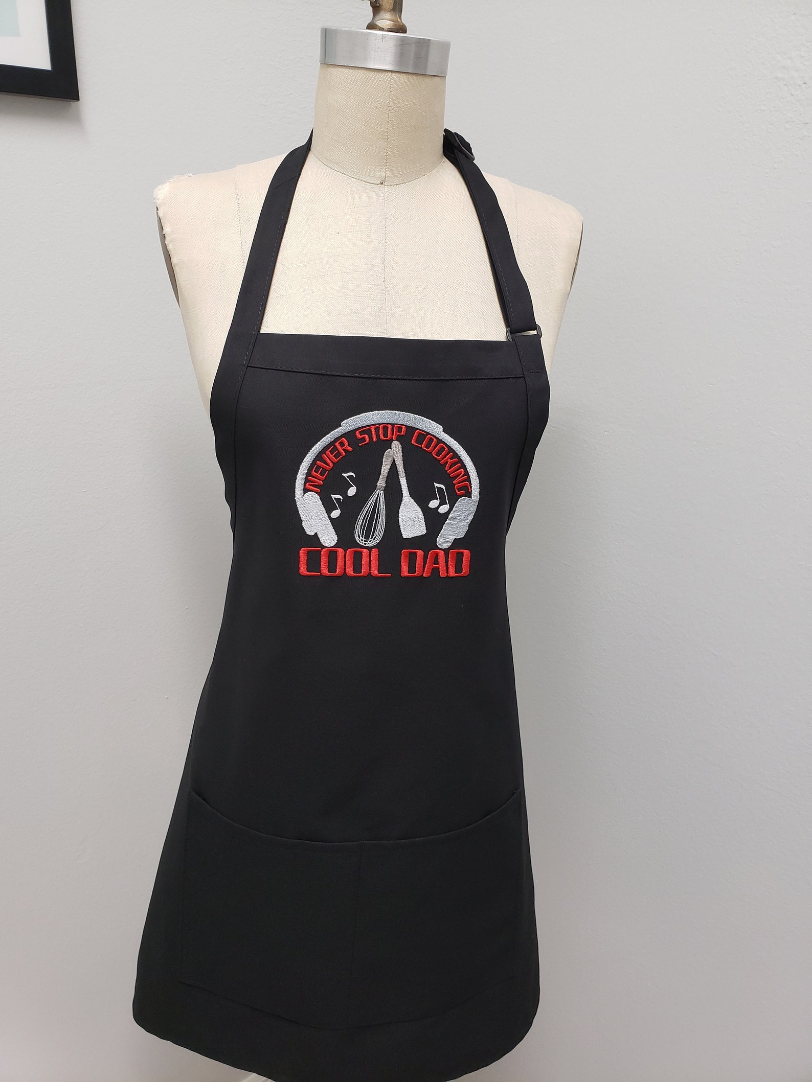 Black Never Stop Cooking Cool Dad Embroidered Apron Custom - Etsy