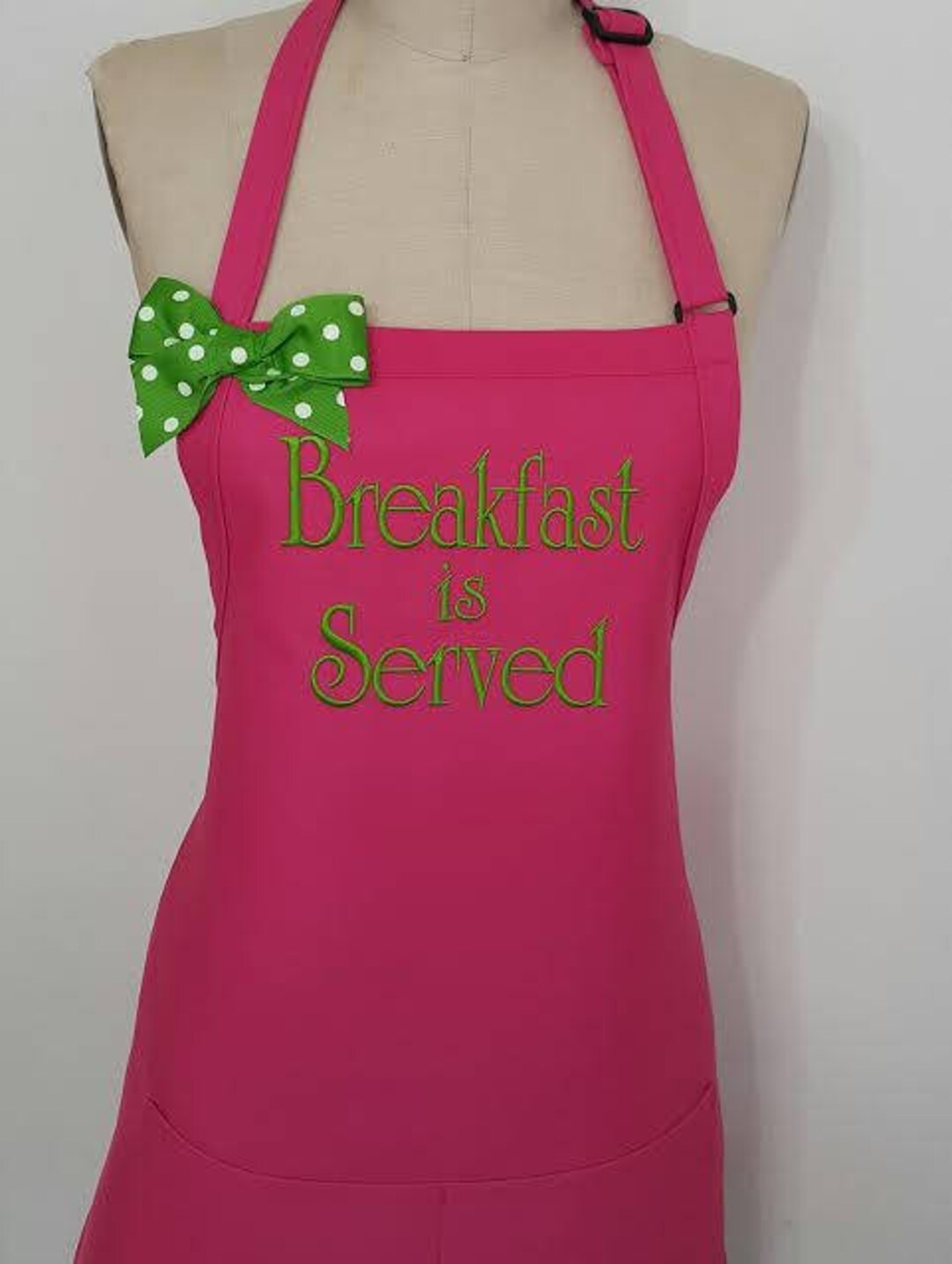Hot-pink Personalized Apron / Breakfast is Served Apron/ Lime Green ...