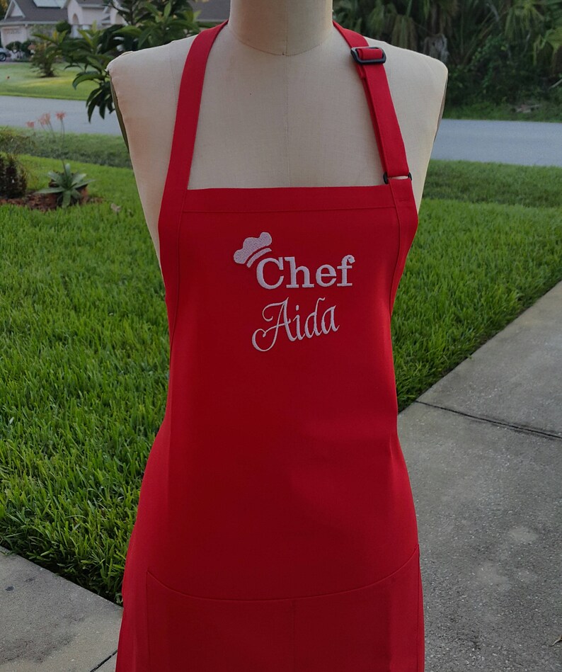 Chef Aida Red and White Apron/personalized Chef Apron / Unisex | Etsy