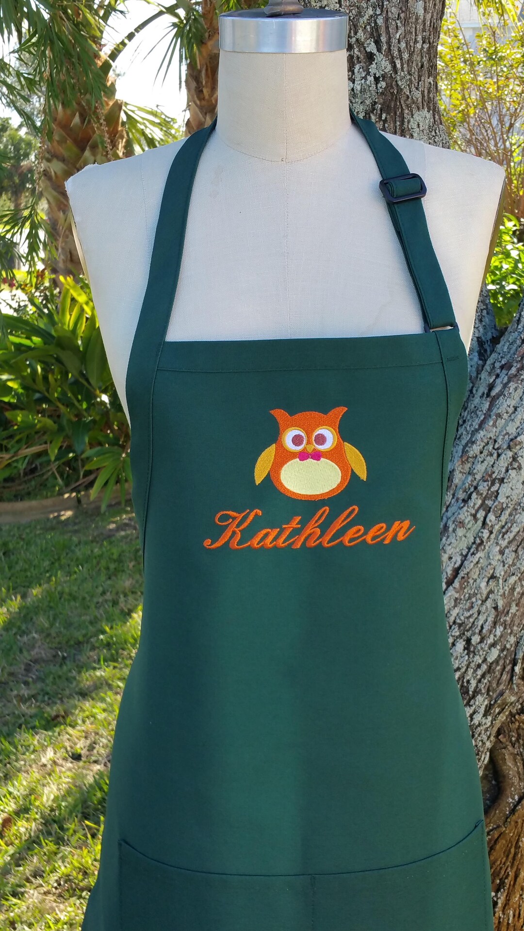 Owl Embroidery Apron / Kathleen Owl Apron / Women's Personalized Apron ...