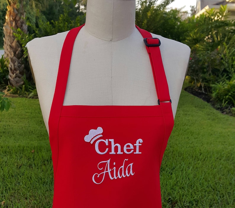 Chef Aida Red and White Apron/personalized Chef Apron / Unisex | Etsy