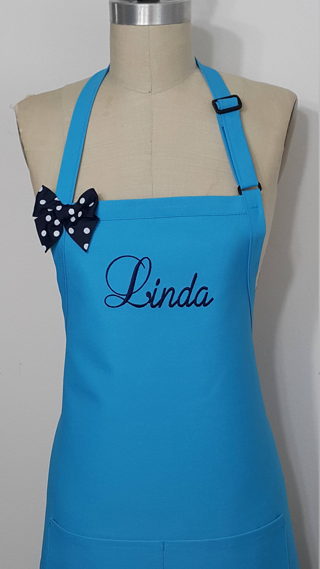 Turquoise Personalized Apron/ Turquoise and Black Embroidery Thread ...