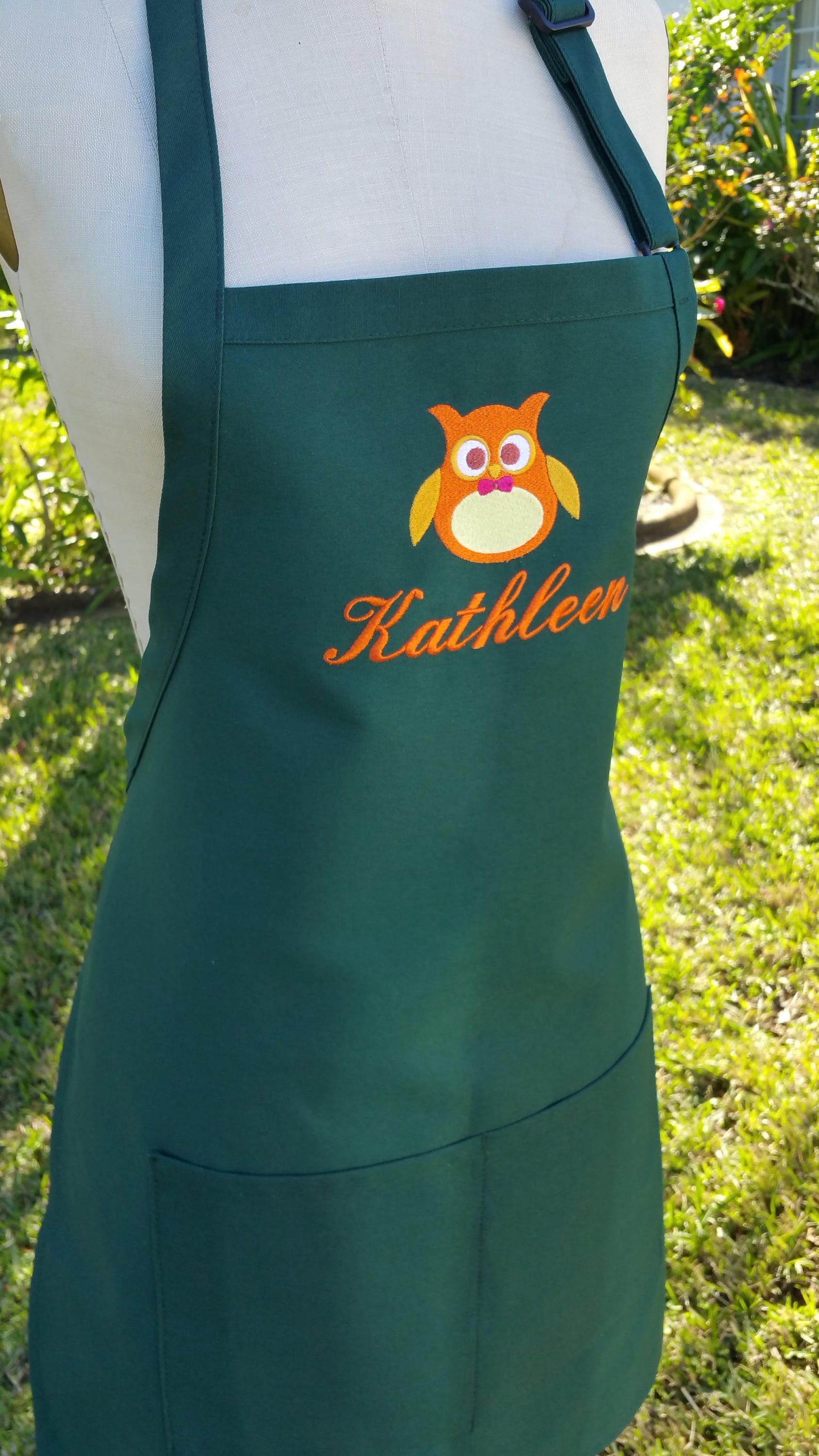 Owl Embroidery Apron / Kathleen Owl Apron / Women's Personalized Apron ...