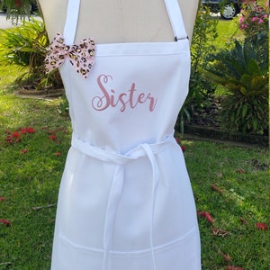 Sister White Apron Embroidery in Rose Thread Color / Leopard and Rose ...