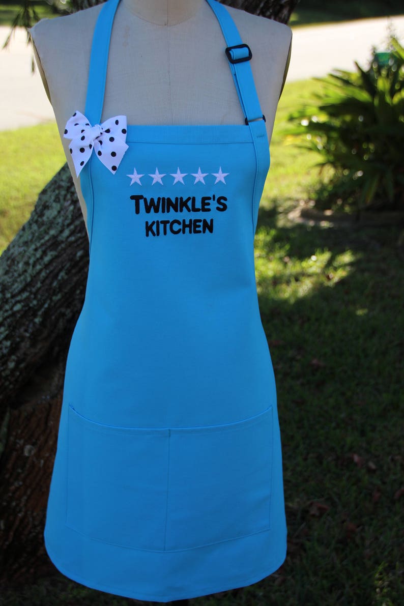 Twinkle's Kitchen Turquoise Apron/ Five Stars Kitchen Apron/ Polka Dots ...