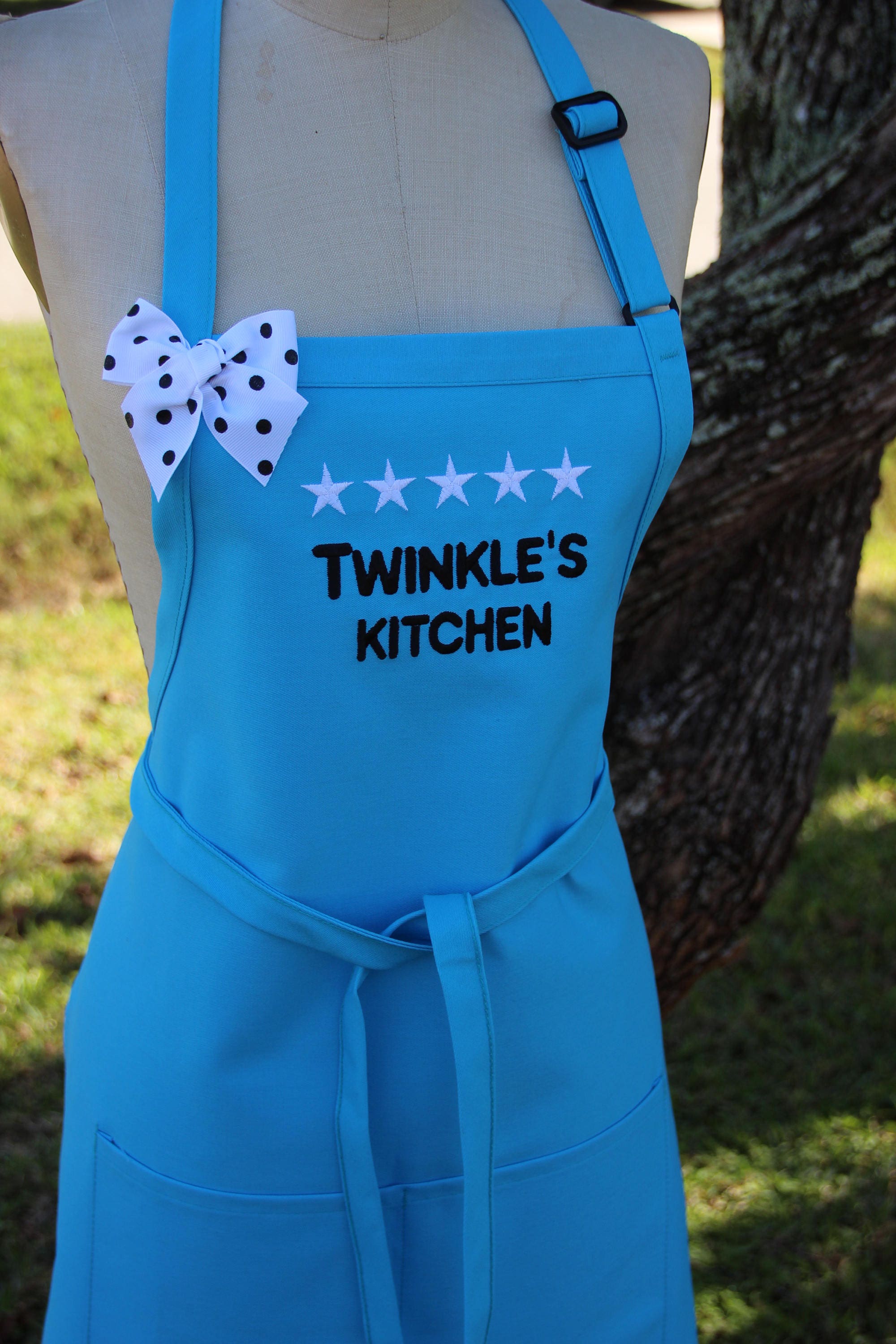 Twinkle's Kitchen Turquoise Apron/ Five Stars Kitchen Apron/ Polka Dots ...