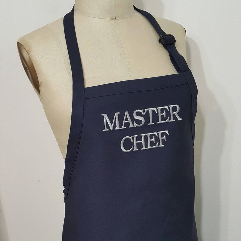 Master Chef Personalized Apron / Navy XL Apron / Mens Plus - Etsy
