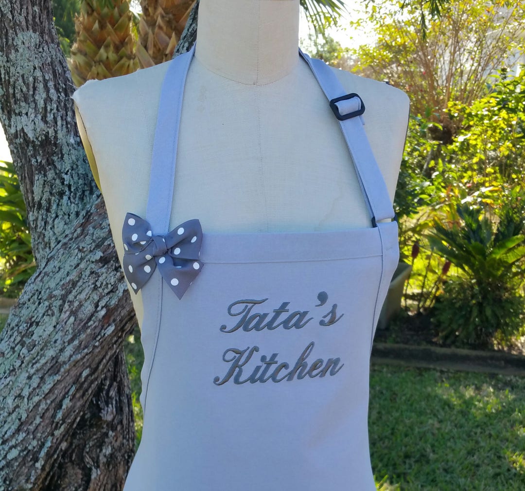Tata's Kitchen Silver Apron/ Personalized Apron / Women's Apron ...